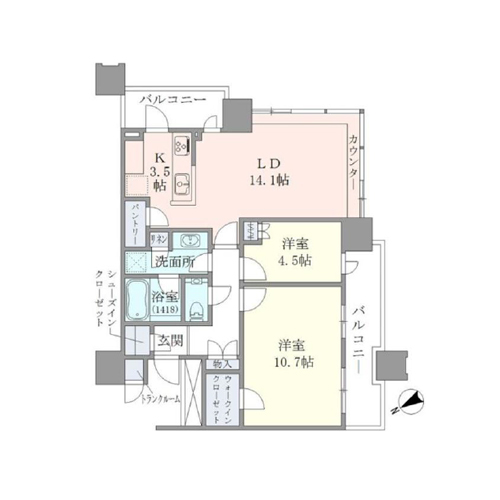 ブリリアタワーズ目黒 | 2LDK：75.55㎡ | 高級賃貸タワーマンション