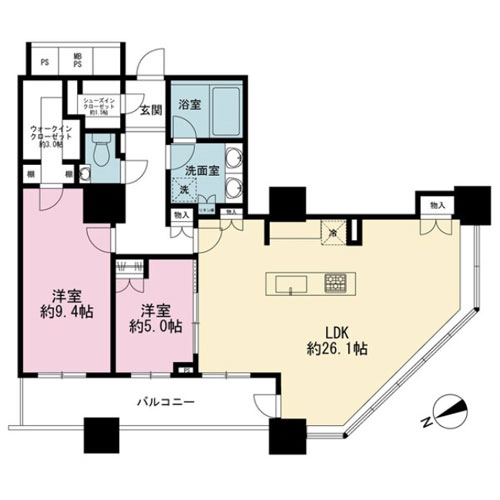 ザ・パークハウス西新宿タワー60 | 2LDK：96.08㎡ | 高級賃貸タワーマンション