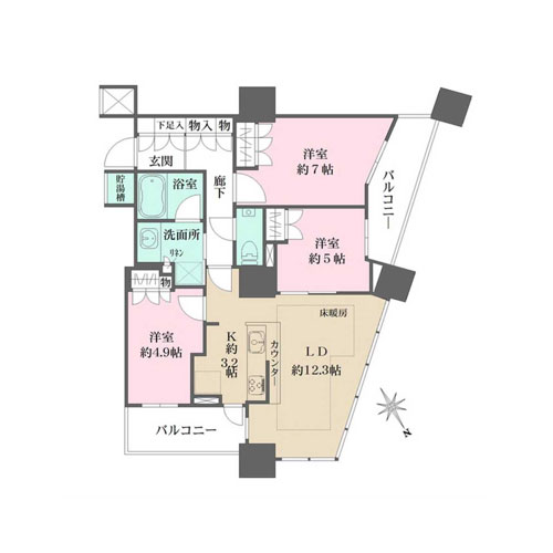 ザ・パークハウス西新宿タワー60 | 3LDK：72.95㎡ | 高級賃貸タワーマンション