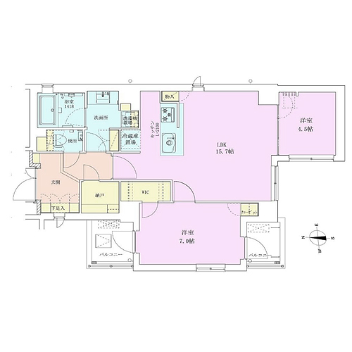 広尾レジデンス壱番館 | A-type：2LDK[66.26㎡] | 高級賃貸マンション