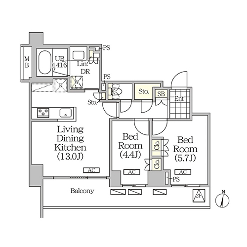 JPnoie碑文谷南 | 2LDK[Hタイプ]：55.49㎡ | 高級賃貸マンション