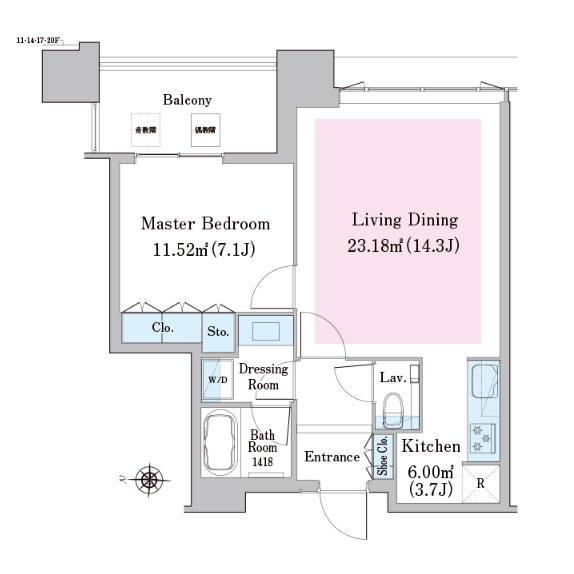 中野ステーションレジデンス | 1LDK：E-55Bタイプ | 高級賃貸タワーマンション