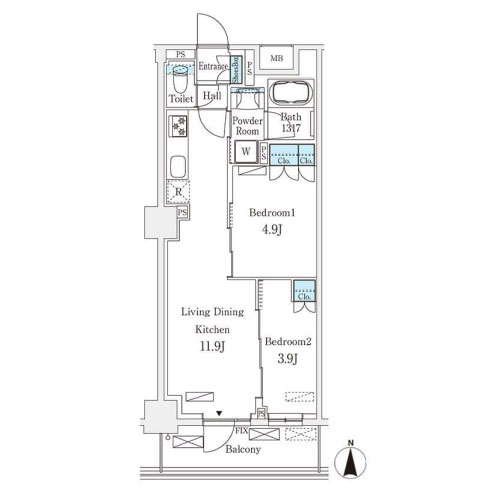 ロイジェントパークス押上錦糸町 | 2LDK[N-G-type]：45.95㎡ | 高級賃貸マンション