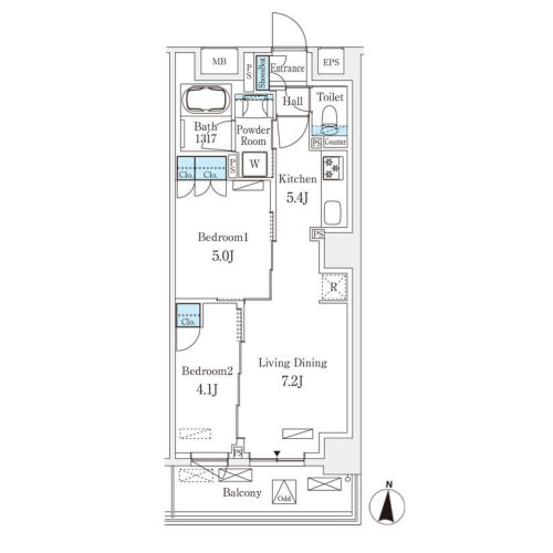 ロイジェントパークス押上錦糸町 | 2LDK[N-K-type]：47.84㎡ | 高級賃貸マンション