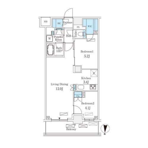 ロイジェントパークス押上錦糸町 | 2LDK[S-M-type]：56.20㎡ | 高級賃貸マンション