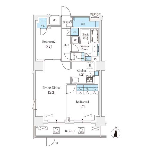 ロイジェントパークス押上錦糸町 | 2LDK[N-D-type]：67.08㎡ | 高級賃貸マンション