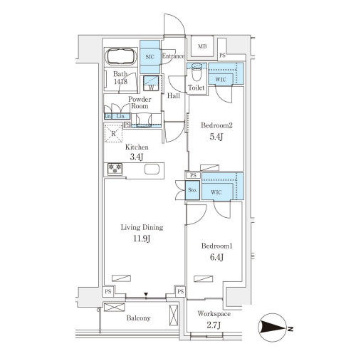 ロイジェントパークス押上錦糸町 | 2LDK[E-E-type]：70.44㎡ | 高級賃貸マンション