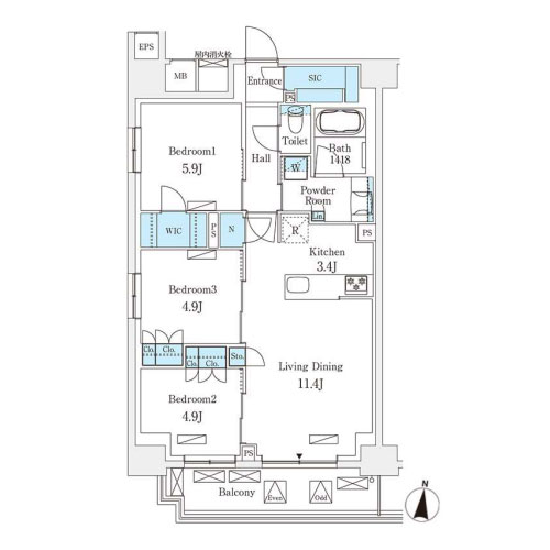 ロイジェントパークス押上錦糸町 | 3LDK[S-A-type]：71.82㎡ | 高級賃貸マンション