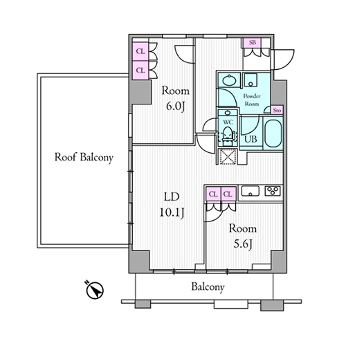 アーバンパークグラン代官山 | 2LDK：58.23㎡[Nタイプ] | 高級賃貸マンション